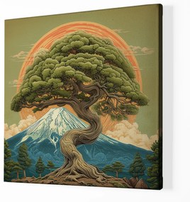 Obraz na plátně - Strom života Japonské slunce FeelHappy.cz Velikost obrazu: 80 x 80 cm