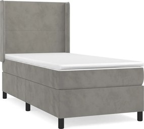 Box spring postel s matrací světle šedá 90x200 cm samet 3132537