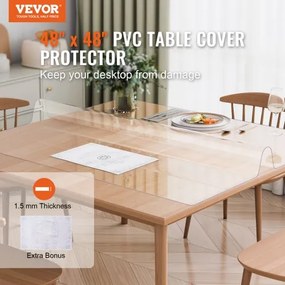 PVC chránič stolu 121,9 × 121,9 cm průhledný plastový 1,5 mm silný