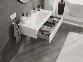 Mexen Orio, koupelnová skříňka 90 cm s umyvadlem Vela, 1 zásuvka, bílá lesklá, 91A10-09023-1-BF00-W23M00