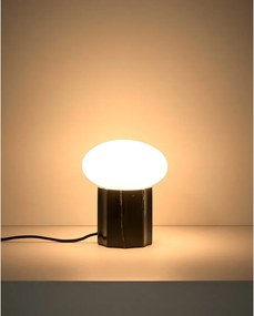 Bílá/černá kovová stolní lampa se skleněným stínidlem (výška 20 cm) Idela – Kave Home