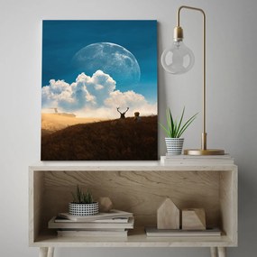Gario Obraz na plátně Deer Moon Sky Airplane - Bryantama Art Rozměry: 40 x 60 cm