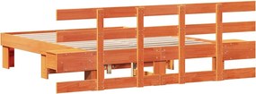 Rám postele s čelo Hnědá 135 x 190 cm Masivní borové dřevo 3385699