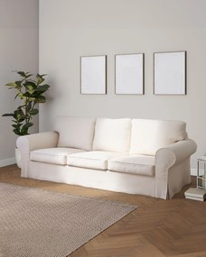 Potah na pohovku IKEA Ektorp 3-místná, nerozkládací barva béžová látka pletený vzor