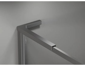 Mexen, Mexen Kioto-F L sprchová stěna s rámem 100 x 202 cm, průhledná 8 mm, pistolový kov - 800-100-174-95-00