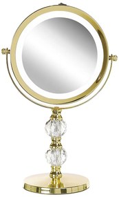 Kosmetické zrcátko s LED osvětlením ø 18 cm zlaté CLAIRA Beliani