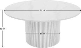 Konferenční stolek, bílý mramor/MDF, průměr 80 cm, MAHIR TYP 1