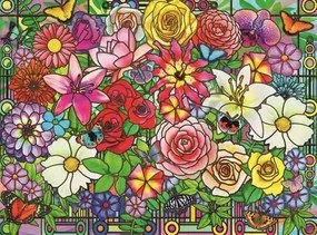 Ravensburger Puzzle: Květinový svět Tiffany / 100 dílků / od 7 let