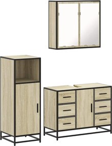 3dílný set koupelnového nábytku dub sonoma kompozitní dřevo 3300961