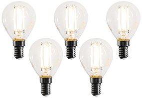 Sada 5 stmívatelných LED filamentových žárovek E14 G45, čiré, 4W 470LM 2700K