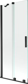 Mexen Velar, 2-křídlová posuvná vanová zástěna 85 x 150 cm, 8mm čiré sklo, černá matná, 896-085-000-01-70