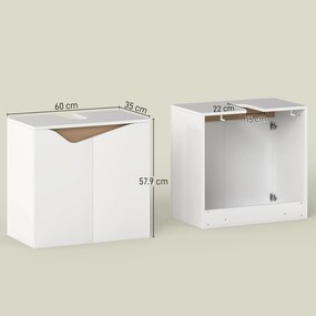 HOMCOM podumyvadlová skříňka s tlumeným dovíráním, bílá/přírodní dekor — 60 × 35 × 57,9 cm (23,6 × 13,8 × 22,8 palce)