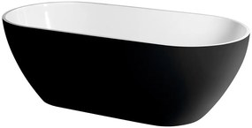 Polysan REDUTA volně stojící vana litý mramor 150x75x46cm, černá/bílá 72974