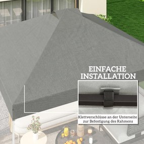 Náhradní střecha pavilonu UV50+ vodotěsná s 8 odtokovými otvory 3 x 3 m, světle šedá