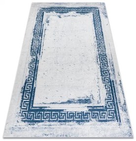 Kusový koberec vhodný k praní ANDRE 1213 Mramor protiskluzový bílý modrý Rozměr: 80x150 cm