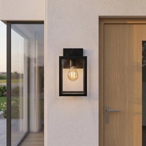 Toolight Toolight, JNH038-1G, venkovní nástěnné svítidlo se skleněnými tabulkami, 1× E27, IP44, černá matná, OSW-56224