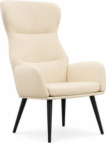 relaxační křeslo, odpočinkové, dřevo/kov/textil, 96x68x79 cm, nohy černé/krémová, Dekorino KR20260057