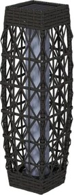 Outsunny ratanová venkovní lampa, solární zahradní lampa, automatické zapnutí, LED, odolná proti povětrnostním vlivům, kovový rám, 20 x 68 cm, šedá