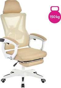 Kancelářské křeslo, béžová/bílá, nosnost 150 kg, MALVIN