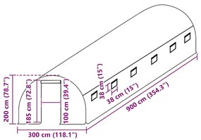 vidaXL Marketos Náhradní plachta na skleník (27 m²) 3 x 9 x 2 m průhledná