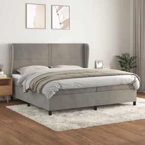 Box spring postel s matrací světle šedá 200x200 cm samet,  3129171