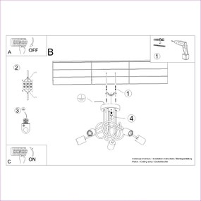 Stropní svítidlo Ember 5, dřevěné tělo svítidla, w