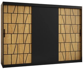 Šatní skříň Lima | 250 cm | černá/jasan