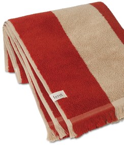 ferm LIVING Bavlněná osuška Alee Light Camel/Red 70 x 140 cm, červená barva, textil