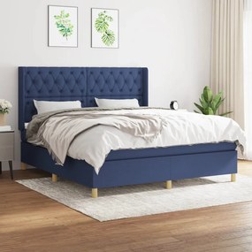 Box spring postel s matrací modrá 160x200 cm textil 3132247
