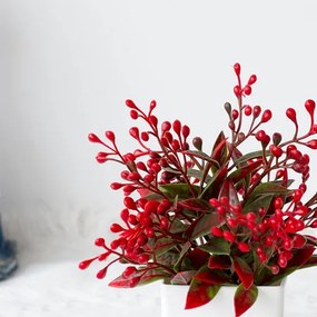 Bytová dekorace - umělé rostliny v květináči - výška 11 cm Barvy: červená