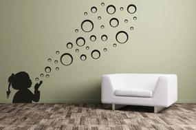 WALLVINIL Samolepky na zeď - Holčička fouká bubliny Barva: Černá, Velikost: Velká sada 61 kusů, Pravá / Levá: Levá (dekorace směřuje/dívá se doleva)