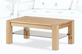 Wooded Konferenční stolek Denver Glass z masivu DUB Výška stolku: 53 cm