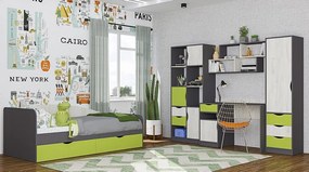 CASARREDO Postel 90x200 DISNEY dub kraft bílý/šedý grafit/limeta