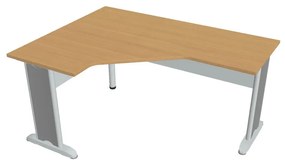 Stůl ergo lomený pravý 160×120/60 cm - Hobis Cross CEV 60 P Dekor stolové desky: buk, Dekor lamino podnože: šedá, Barva nohou: Stříbrná