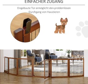 PawHut 6dílná zábrana pro psy, 432 x 70 cm Skládací bezpečnostní branka do dveří se 2 opěrnými nohami, volně stojící branka pro psy, schodišťová bran…