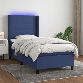 Box spring postel s matrací a LED modrá 90x190 cm textil 3138123