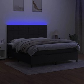 Box spring postel s matrací a LED černá 160x200 cm textil 3134887