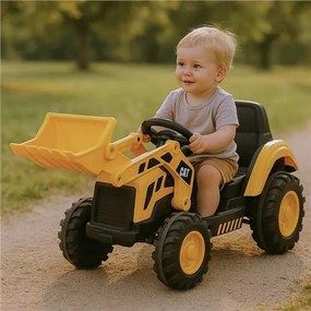 Dětský elektrický traktor Baby Mix CAT žlutý
