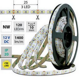 LED pásek McLED 12V neutrální bílá CRI90 š=10mm IP20 14W/m 120LED/m SMD2835 ML-121.815.60.2