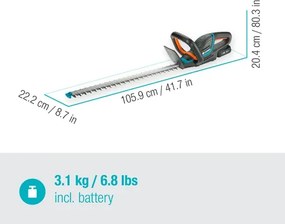 © 2024 - 2025 GARDENA Akumulátorové nůžky na živý plot ComfortCut 60/18V P4A - sada k okamžitému použití