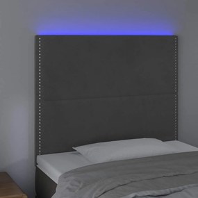 Čelo postele s LED tmavě šedé 100x5x118/128 cm samet 3122327