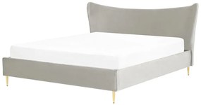 Sametová postel 180 x 200 cm světle šedá CHALEIX Beliani