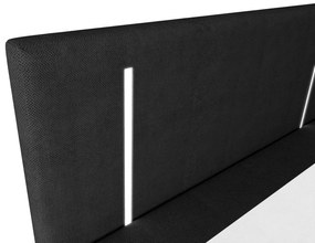 Manželská postel 180 cm Ortega Bonell (černá) (s roštem, s úl. prostorem) (s LED osvětlením). 1082645