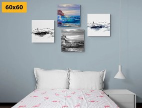 Set obrazů imitace malovaného moře Varianta: 4x 40x40