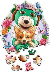 Trefl Wood Craft Junior - Puzzle - Šťastní treflíci / 50 dílků / 28.3