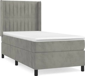 Box spring postel s matrací světle šedá 80 x 200 cm samet 3132765