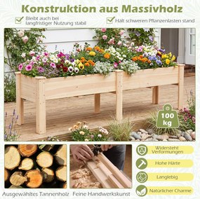 Costway Dřevěný vyvýšený záhon s drenážními otvory Záhon s 2 výsadbovými