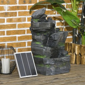 Venkovní solární fontána Outsunny s LED diodami, 34 x 28 x 57 cm, odolná proti povětrnostním vlivům, šetrná k životnímu prostředí, 4 úrovně, účinná c…