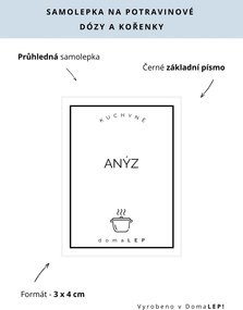 Samolepka na kořenky ANÝZ průhledná 3 × 4 cm základní písmo