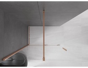 Mexen Velar, posuvné dveře do otvoru typ Walk-In 140 cm, 8mm čiré sklo, měděná matná, 871-140-000-03-65